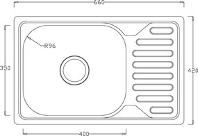 Velazo Dřez 1 komorový s odkapávačem, nerez - , 66x42 cm