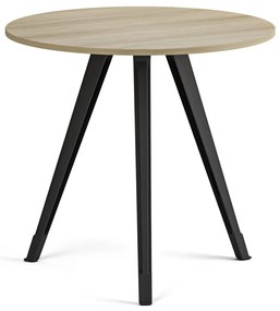 Konferenční stůl PRIMO ZEN, průměr 80 cm, černá podnož, dub přírodní