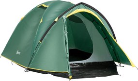 Outsunny Stan pro 2 osoby 190T s kolíky, kupolovitý stan, sklolaminát, polyester, Zelená+Žlutá 325 x 183 x 130 cm | Aosom