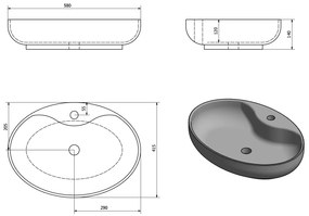 SAPHO MARIANA keramické umyvadlo na desku, 58x41,5cm, bílá AR483