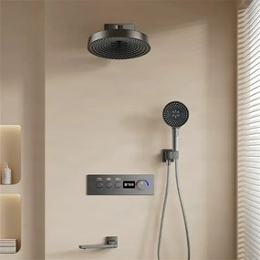 Podomítkový termostatický sprchový systém ELITE EDITION BCS1698 s LED, otočným výtokem a více barevnými provedeními — Gunmetal