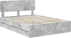 Rám postele s čelo Betonově Šedá 160 x 200 cm Dřevěný materiál 3412167