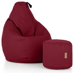 SakyPaky sedací set Hruška s taburetem červená