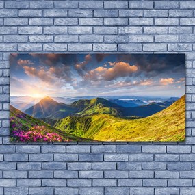 Plexisklo-obraz Hory Slunce Louka Krajina 120x60 cm