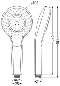 Mexen příslušenství - hlavice ruční sprchy Oval R-05, 3-funkce, zlatá, 79505-50