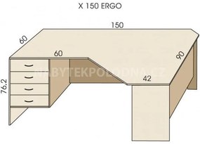 Psací stůl JIM 5 X 150 ERGO