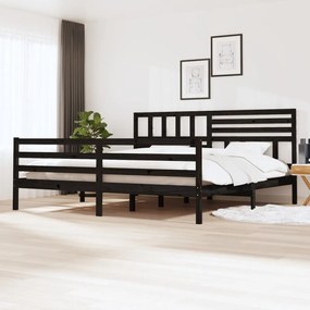 Rám postele černý masivní dřevo 200 x 200 cm,  3101112