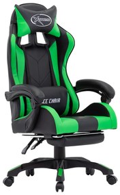Herní židle s podnožkou zelená a černá umělá kůže - Default Title