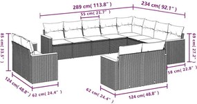 12dílná zahradní sedací souprava s poduškami černá polyratan 3226510