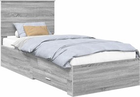 Rám postele s čelo Šedá Sonoma 90 x 190 cm Kompozitní dřevo 3411364