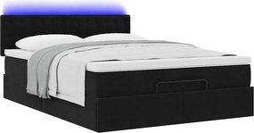 Osmanský rám postele s matrací černá 140x200cm samet 3312772