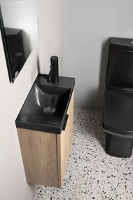 Sapho Agos umývátko 40 x 22 cm s otvorem pro baterii bez přepadu levé/pravé betonové antracit lesk AS40016