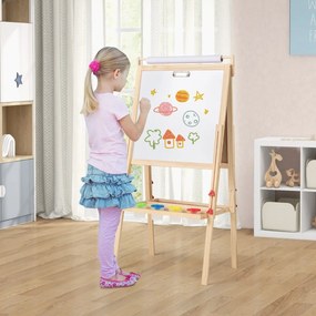 Costway 3 v 1 Dětská tabule s magnetickou tabulí a papírová role
