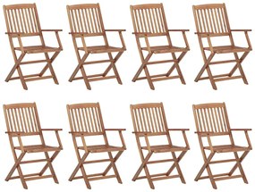 Skládací zahradní židle 8 ks masivní akáciové dřevo,  3075084