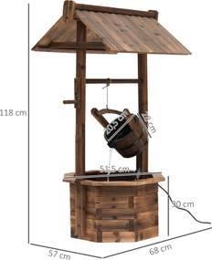 Outsunny zahradní fontána okrasná fontána vodopád z masivního dřeva 68 x 57 x 118 cm nastavitelná v hnědé barvě pro zahradu a terasu | Aosom.de
