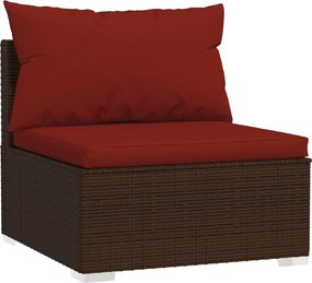 vidaXL 5dílná zahradní sedací souprava s poduškami polyratan [3101699] Barva: Hnědá a skořicová červená