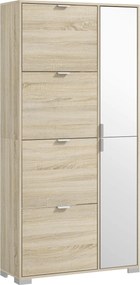 HOMCOM Botník se zrcadlem pro 16 párů bot, 4 výklopné zásuvky a 2 oddíly s nastavitelnou policí, 82x30x168cm, Ořech | Aosom