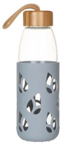 Pebbly Skleněná lahev 55 cl - silikonový obal šedý