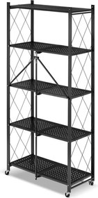 Kovový regál 70x35x158 cm 5 polic lakovaný mobilní HIGHER CJ01-05