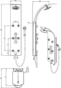 SCHÜTTE Skleněný sprchový panel a termostatická baterie LANZAROTE [435035] Barva: Černá