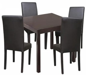 Jídelní set pro 4 osoby židle 4 + stůl 1 masiv hnědý židle 4421