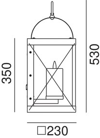 Il Fanale Venkovní retro nástěnné svítidlo LANTERNE 530 mm - s křížkem