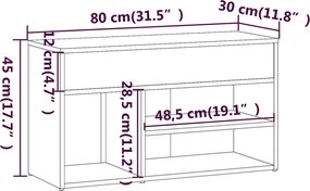 vidaXL Lavice s botníkem 80 x 30 x 45 cm dřevotříska [808748] Barva: dub artisan