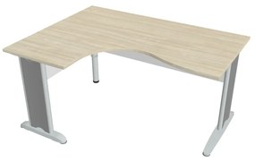 Stůl ergo vlna pravý 160×120/80 cm - Hobis Cross CE 2005 P Dekor stolové desky: akát, Dekor lamino podnože: bílá, Barva nohou: Stříbrná