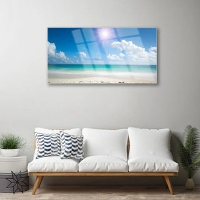 Obraz na skle Moře Pláž Slunce Krajina 140x70 cm
