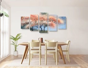 5-dílný obraz akvarelové kvetoucí stromy Varianta: 100x50