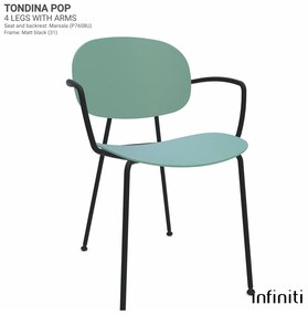 Židle Tondina Pop s opěradly Barva kovové konstrukce: Matt black 31, Barva sedáku a opěradla z recyklovaného plastu: Light green IP557C