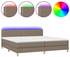 Box spring postel s matrací a LED taupe 200x200 cm textil,  3133665