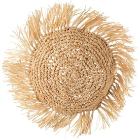 Dekorační kulatý polštářek z přírodní trávy Raffia natural - 45*15*45 cm