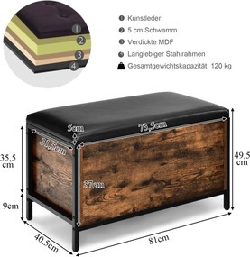 Costway Lavice na boty s úložným prostorem a polstrovaným sedákem, sedák