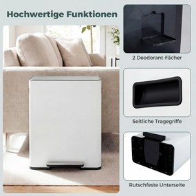 Costway 60 L kuchyňský odpadkový koš z nerezové oceli s pedálem a měkkým