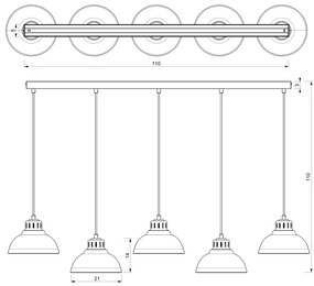 Lustr na lanku SVEN 5xE27/15W/230V bílá