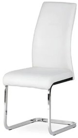 Autronic Moderní jídelní židle Jídelní židle, potah bílá ekokůže, kovová pohupová podnož, lesklý chrom (DCL-408 WT)