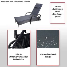 Lehátko Carrara, polyratan/hliník - antracit, světle zelený polštář