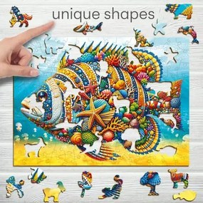 WOODEN CITY Dřevěné puzzle Módní ryba / 150 dílků