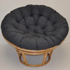 Relaxační papasan DEMETRIA — ⌀100 cm, ratan, látka, medová / více barev Šedá