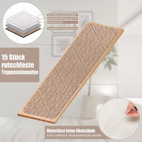 Costway 15 Koberce na schody Protiskluzové koberce na schody 76 cm x 20 – béžový