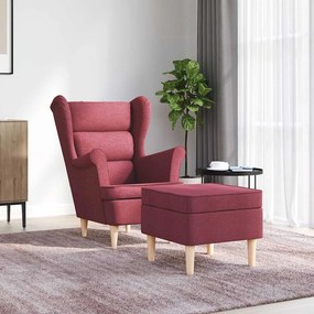 Křeslo s podnožkou vínové textil 3307992
