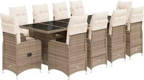 11dílný zahradní bistro set s poduškami béžový polyratan 3277288