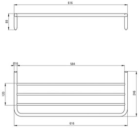 Deante Silia příslušenství, nástěnná polička žebříková, černá matná, ADI_N531