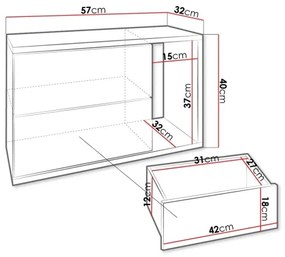 Noční stolek BECE 40x57 cm bílá