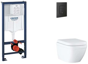 Grohe Rapid SL - Set předstěnové instalace, klozetu, sedátka SoftClose a tlačítka Even, Triple Vortex, phantom black SANI11BB5116