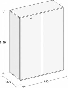 Nízká kancelářská skříňka SEGMENT, uzamykatelná, 2 police, 840 x 370 x 1140 mm, bílá