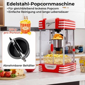 Costway Retro stroj na popcorn 300 W Stroj na popcorn ve stylu Cinema s hřejivým