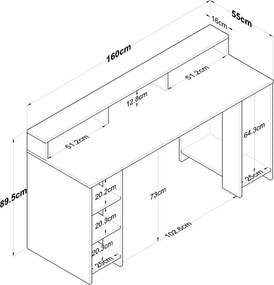Pracovní stůl Hamin Walnut and Anthracite