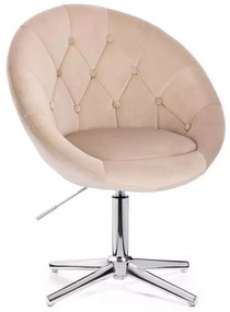 LuxuryForm DESIGN Otočné křeslo VERA VELUR na stříbrném kříži - latte